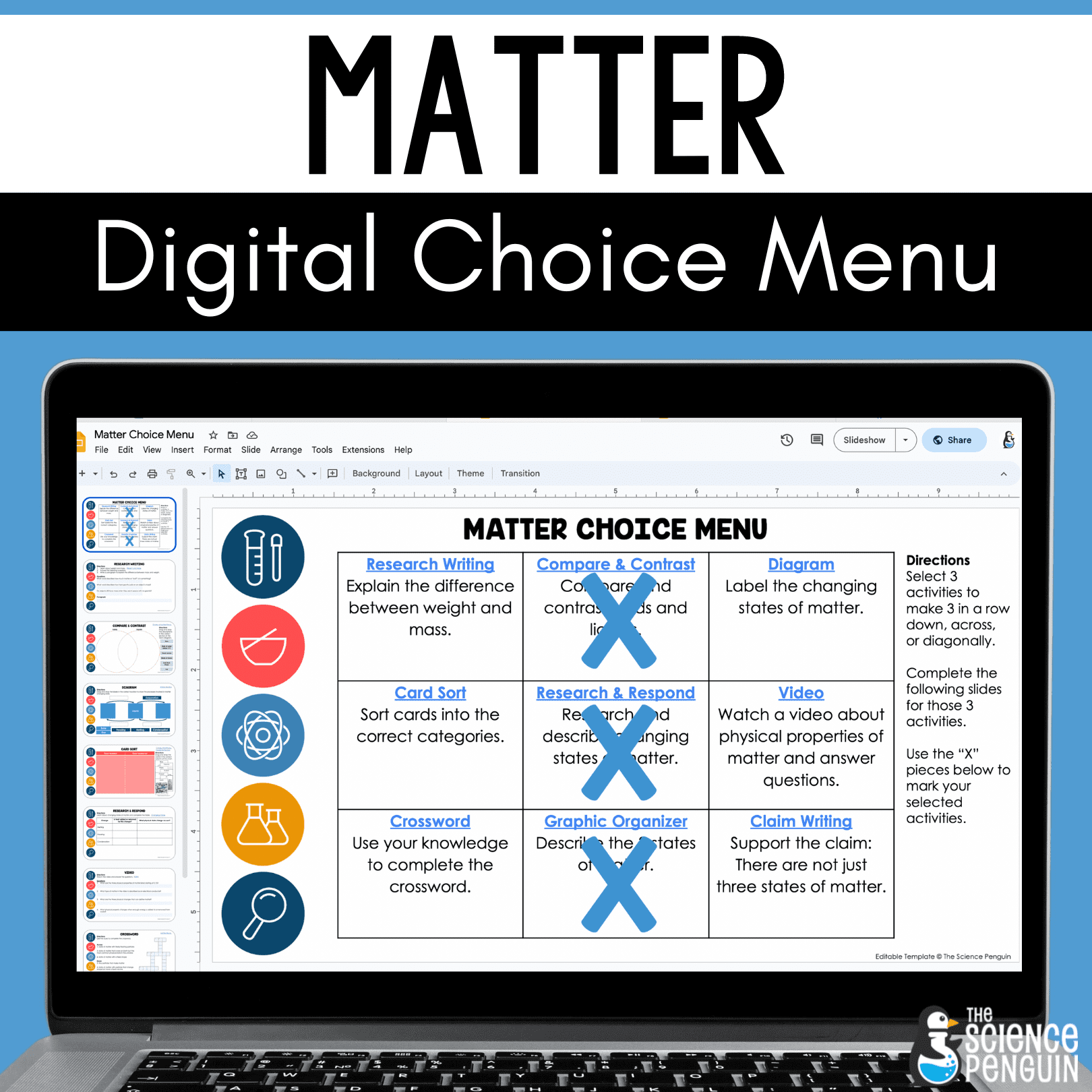 Science Digital Choice Menus — The Science Penguin